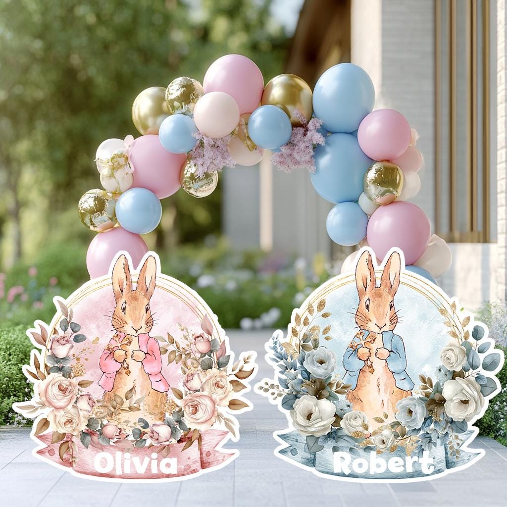 Personalized Baptism Props, Peter Rabbit Cutout Decoration, Baptism or ...