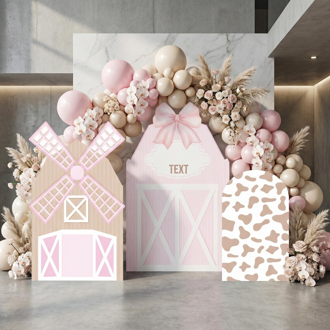 Pink Farm Party Cutouts, Barnyard Birthday Backdrop, Farm Animals Baby ...