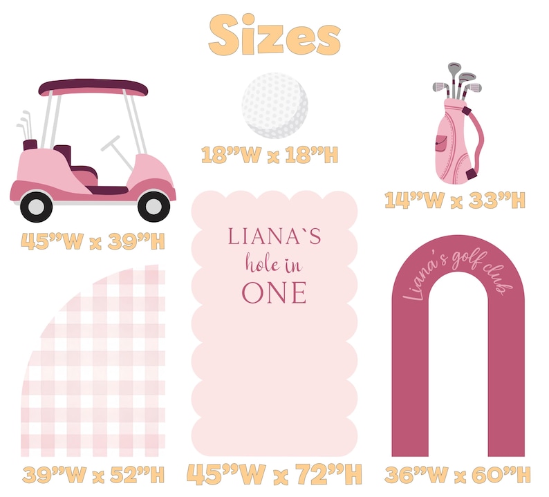 Hole in One Birthday Cutouts, Pink Golf Party Decor, Golf Baby Shower ...