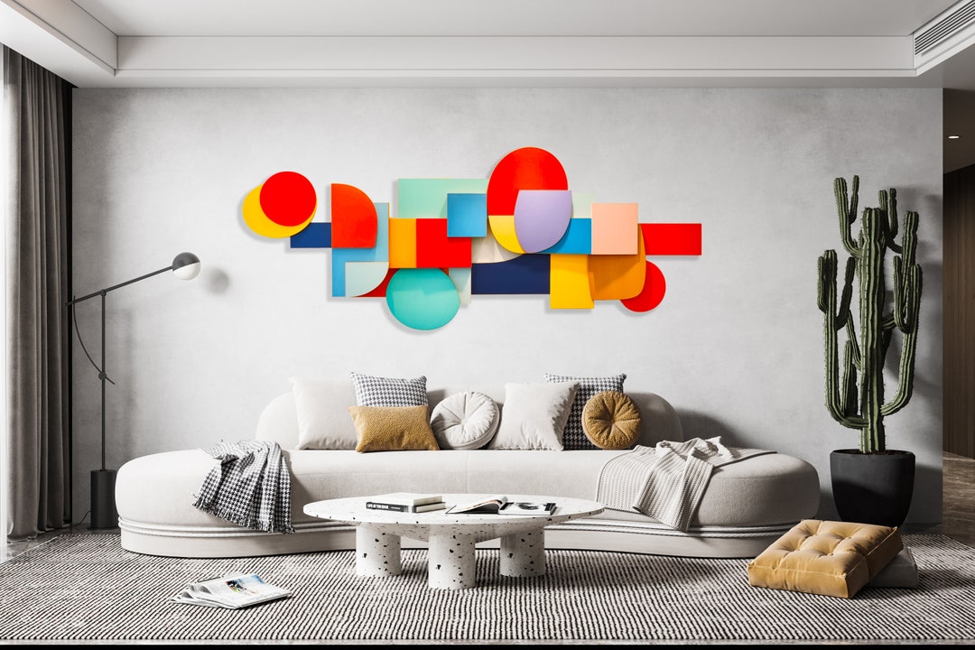 80s Style Art Geometric Shapes Abstract Art Outdoor Decor 3D Wall ...