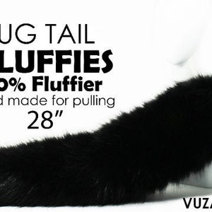 Black Fox Tail Black Cat Tail TUG TAIL Fluffies Kitten Tail Cosplay ...