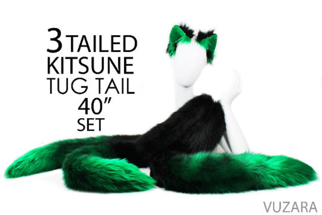 Kitsune Fox Tail 3 Tailed Kitsune Tail Cosplay Black Kitsune Fox Cat ...
