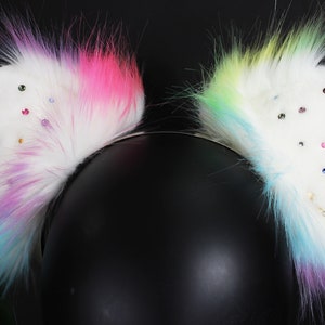 Rainbow Tail and Ears Set Fox Tail Cat Tail Rainbow Tail Rainbow Ears ...