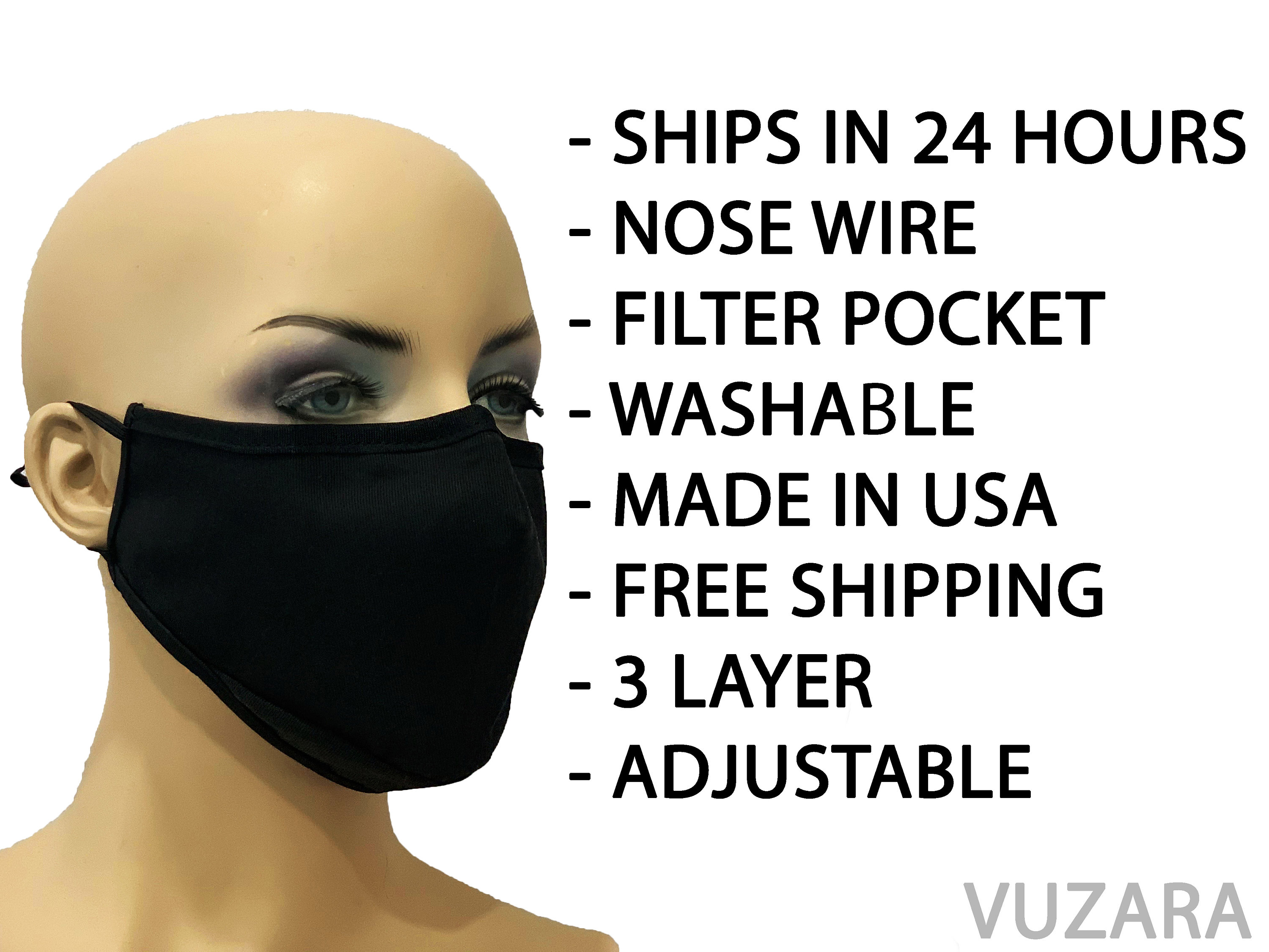 Face Mask With Nose Wire Filter Pocket Washable XL Face Mask Adult Face ...