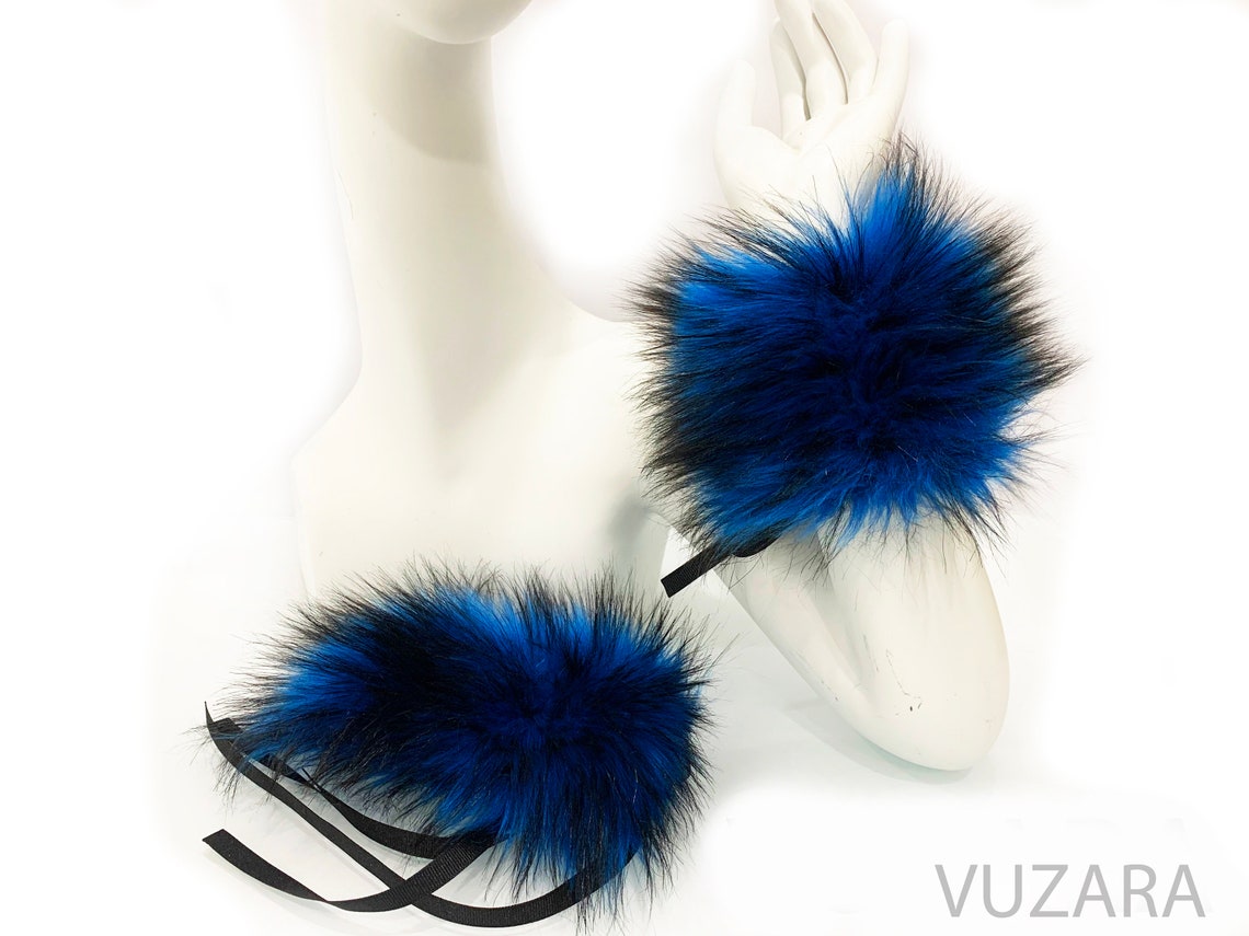 Fuzzy Wrist Cuffs Furry Wrist Cuffs Accessories Kitty Fox Wolf | Etsy