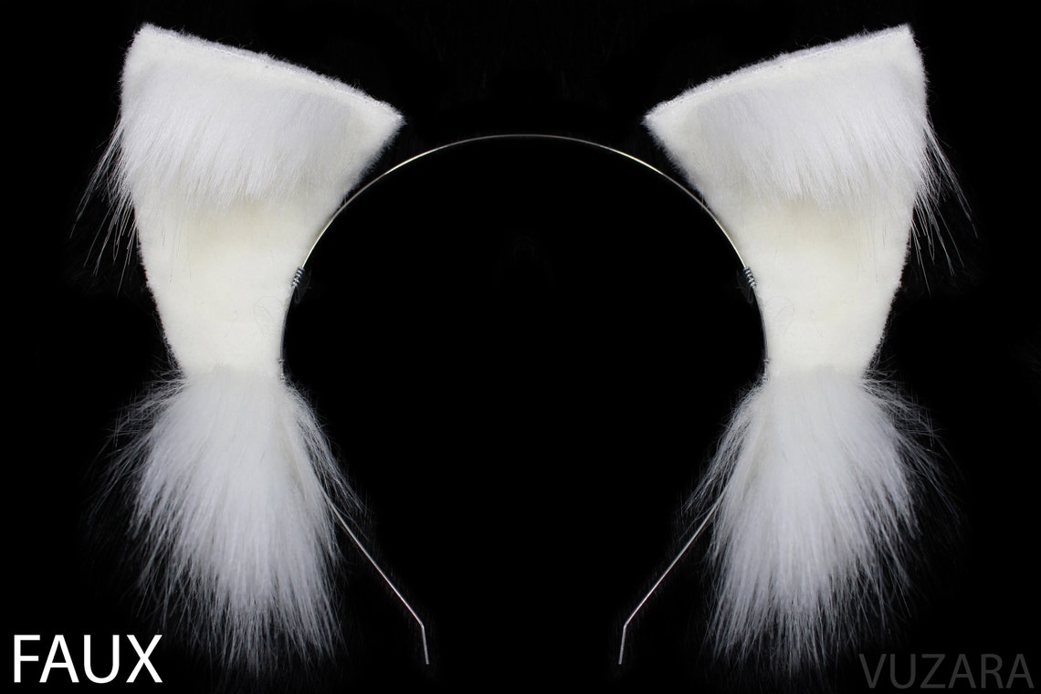 White Cat Ears White Kitty Ears White Kitten Ears Cat Headband Ears ...