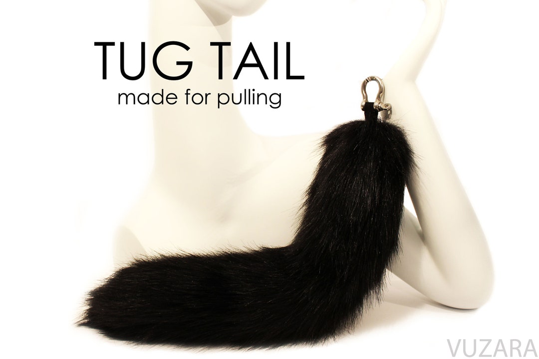 Fox Tail Black Tail Cosplay Tail TUG TAIL Kitsune Tail Black Cat Tail ...