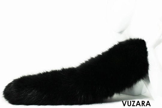 Fox Tail Black Cat Tail Clip on Tail Black Kitty Tail Kitten Tail ...