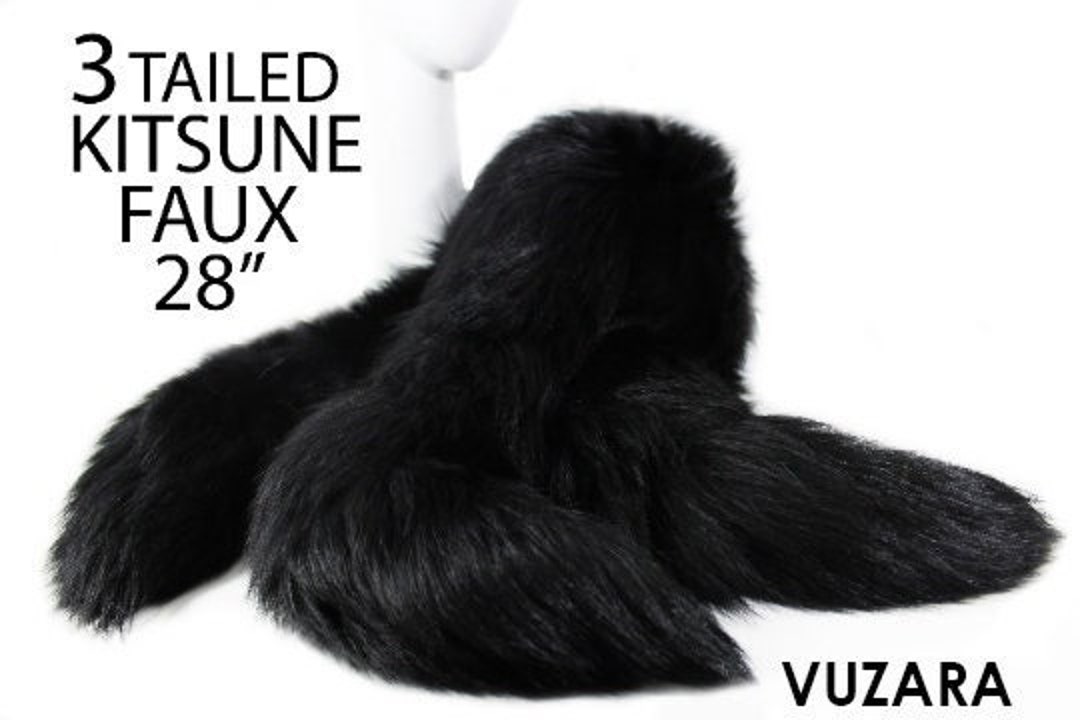 Kitsune Fox Tail 3 Tailed KITSUNE Tail Cosplay Black Cat Faux Kitsune ...
