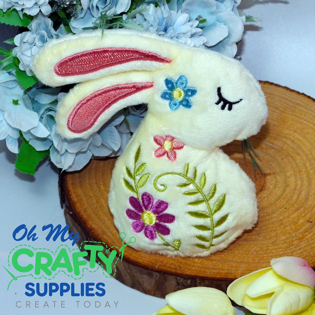 In the Hoop Floral Bunny Embroidery Design - Etsy