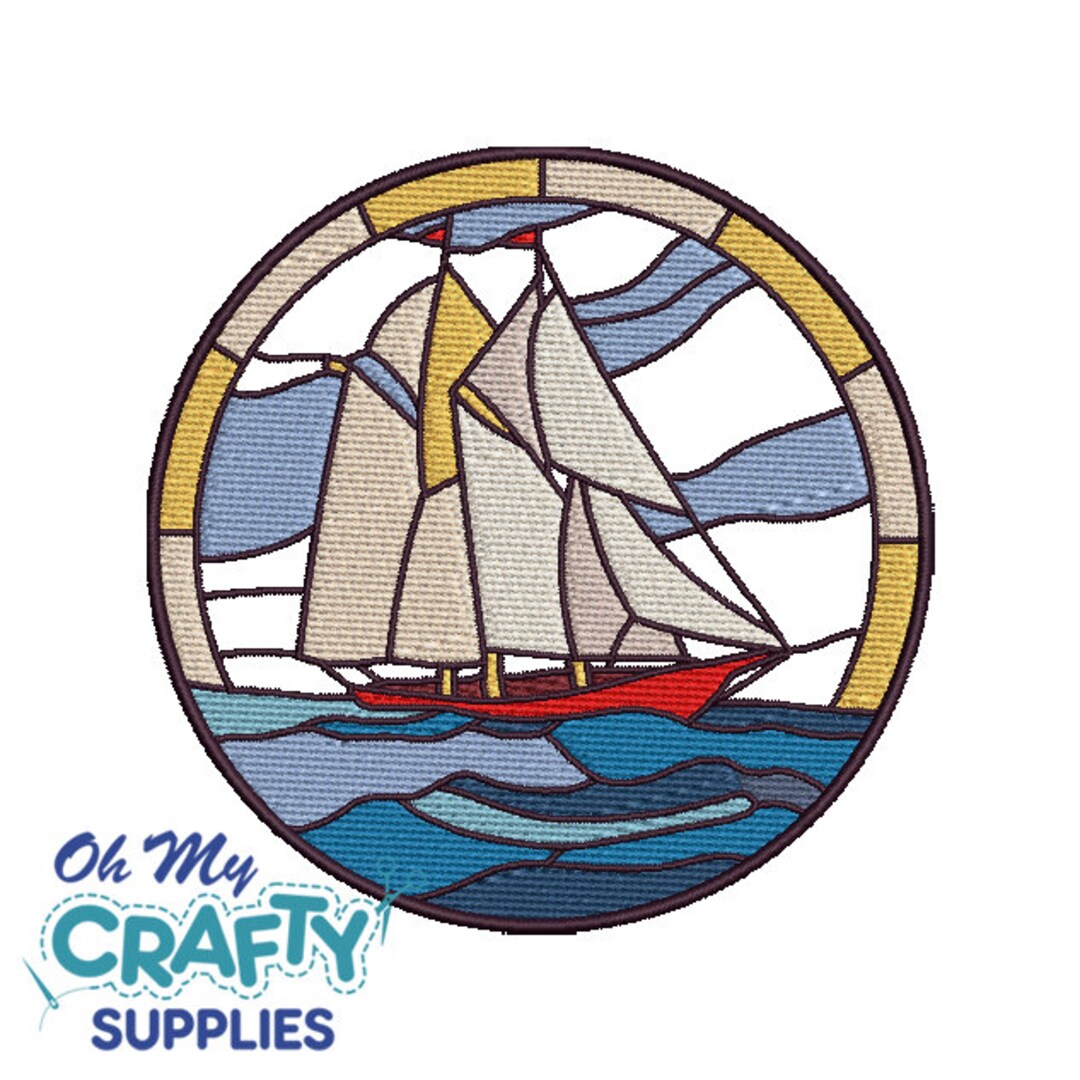 Boat Stained Glass Embroidery Design - Etsy