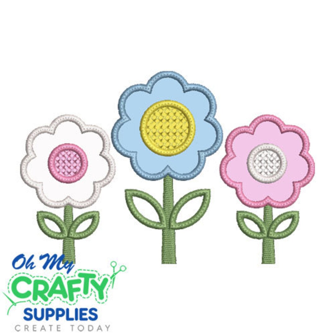 3 Flower Applique Embroidery Design - Etsy