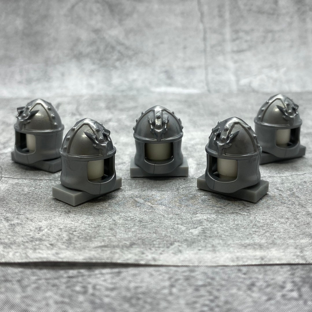5-pack Custom Knight Helmet Gray Stag Lot for Minifigures | C40805 ...