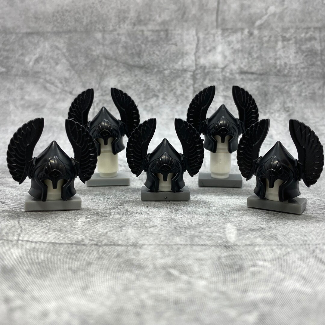 5-pack Custom Winged Knight Helmet Black Lot for Lego Minifigures ...