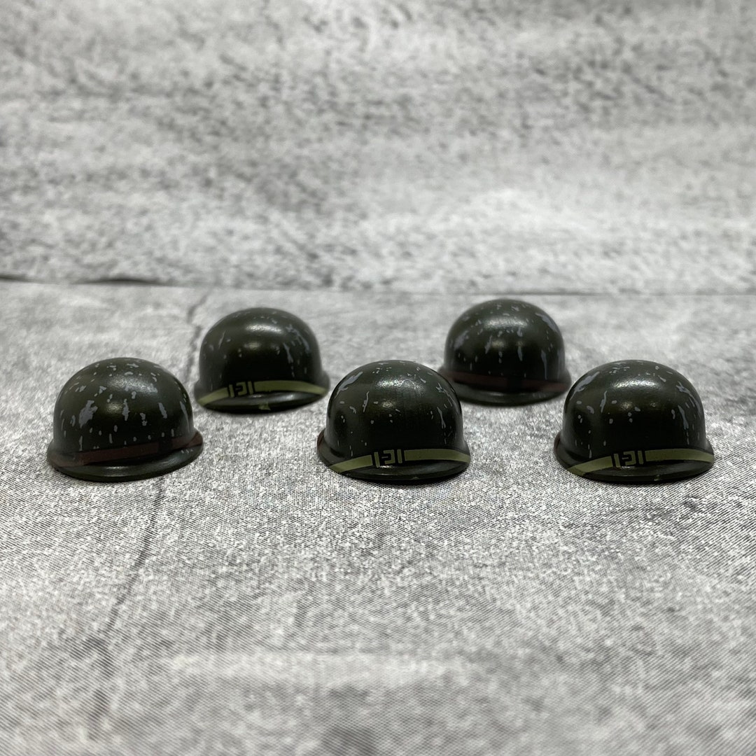 5-pack WW2 Helmet W/ Strap Weathered Lot for Minifigures | A107035 ...