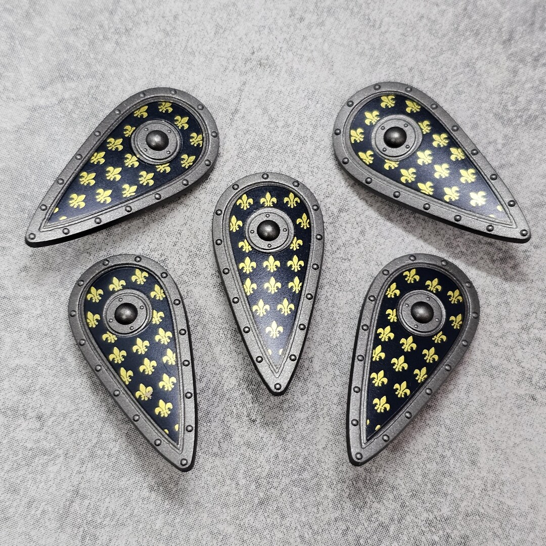 5-pack Custom Gold Lily Shield Black Gray Lot for Lego Minifigures ...