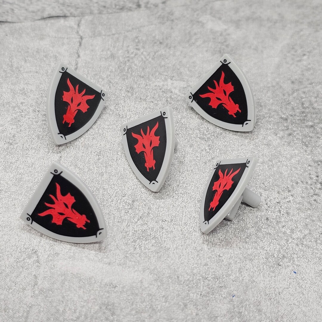5-pack Custom Classic Red Dragon Head Shield Small Lot for Lego ...