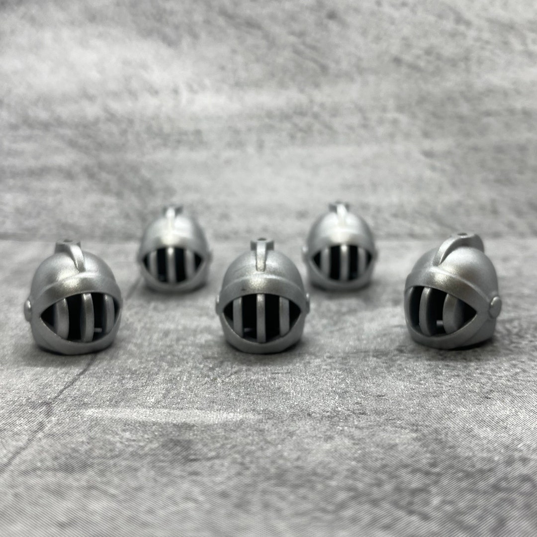 5-pack Custom Knight Helmet Silver Lot for Minifigures | E10TK42 | Fits ...