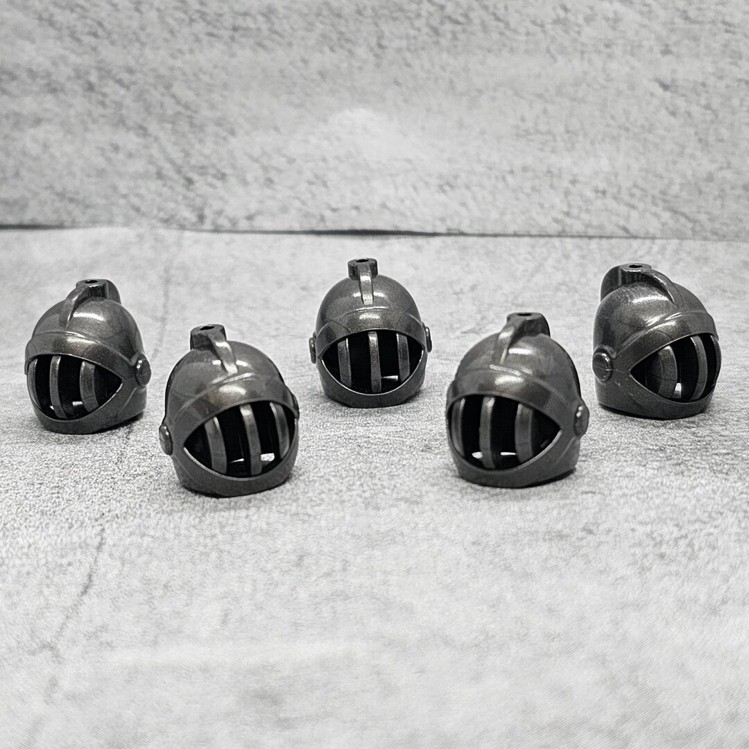 5-pack Custom Knight Helmet Dark Gray Lot for Minifigures | Gc3tk41 ...