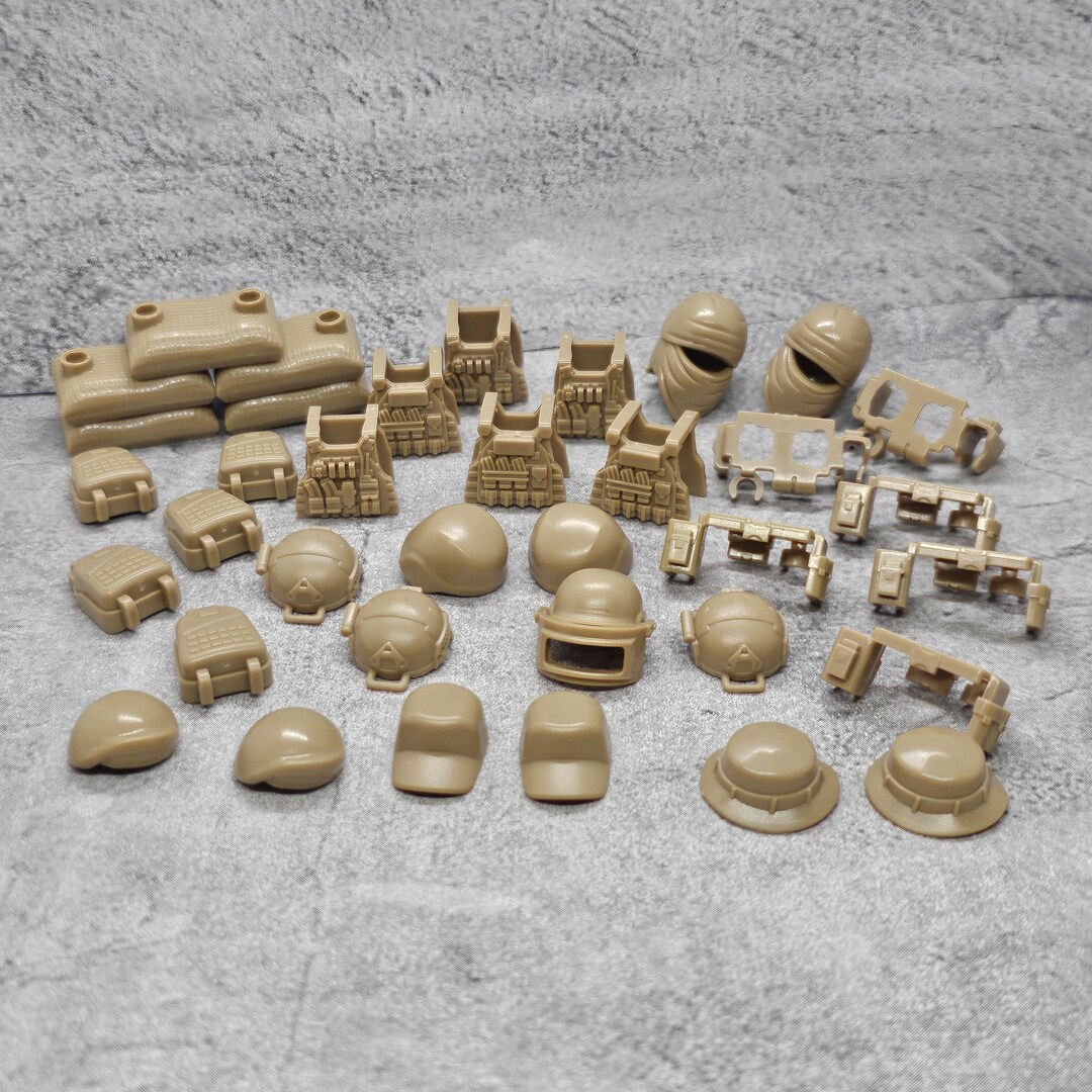 Custom Desert Ops Multipack Body Armor Accessories Lot Tan For Lego Minifigures Cone02