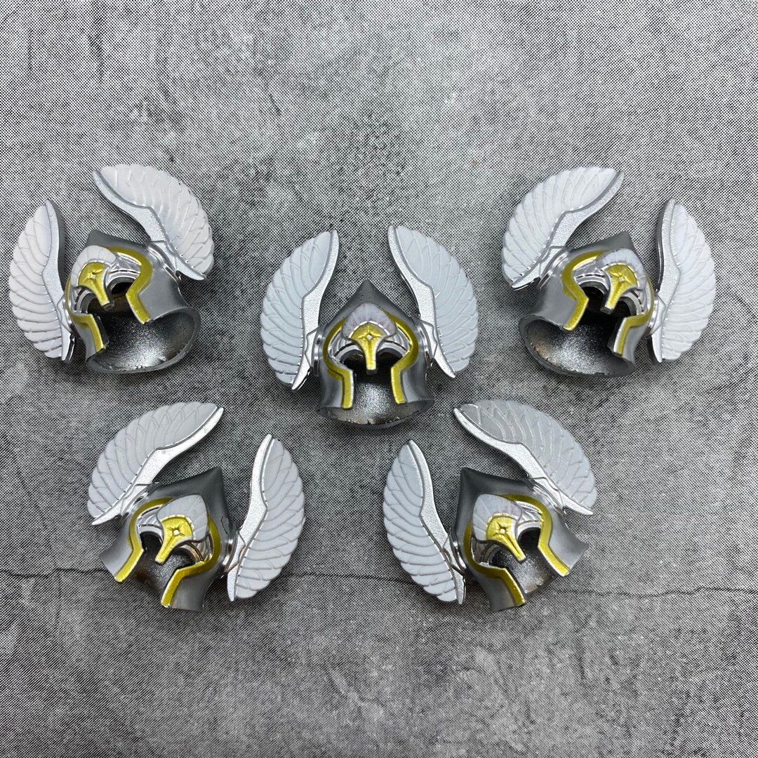 5-pack Custom Winged Knight Helmet Silver Lot for Lego Minifigures ...