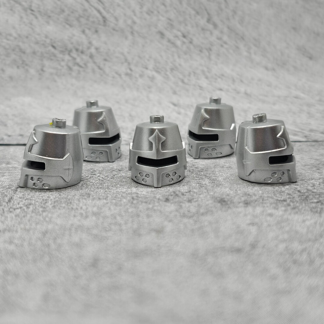 5-pack Custom Knight Helmet Silver Lot for Minifigures | Gb5csh01 ...