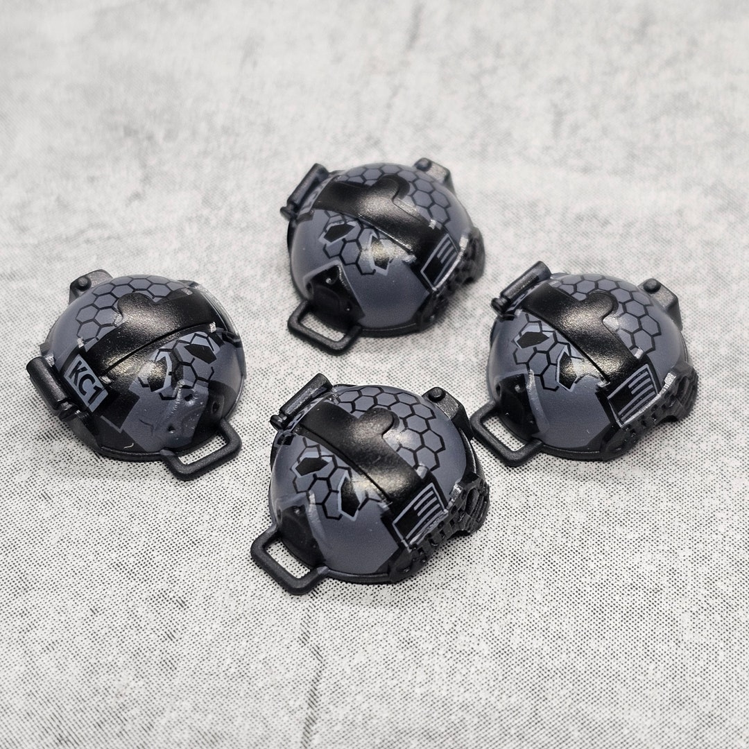 4 Pack Custom Spec Ops Helmet Black Gray Lot For Lego Minifigures Ga51002 Blocks Compatible