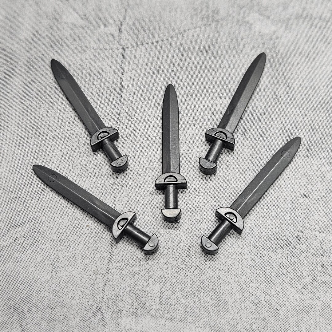 5-pack Custom Legionnaire Sword Lot for Minifigures | Ga4b332 Dark Gray ...