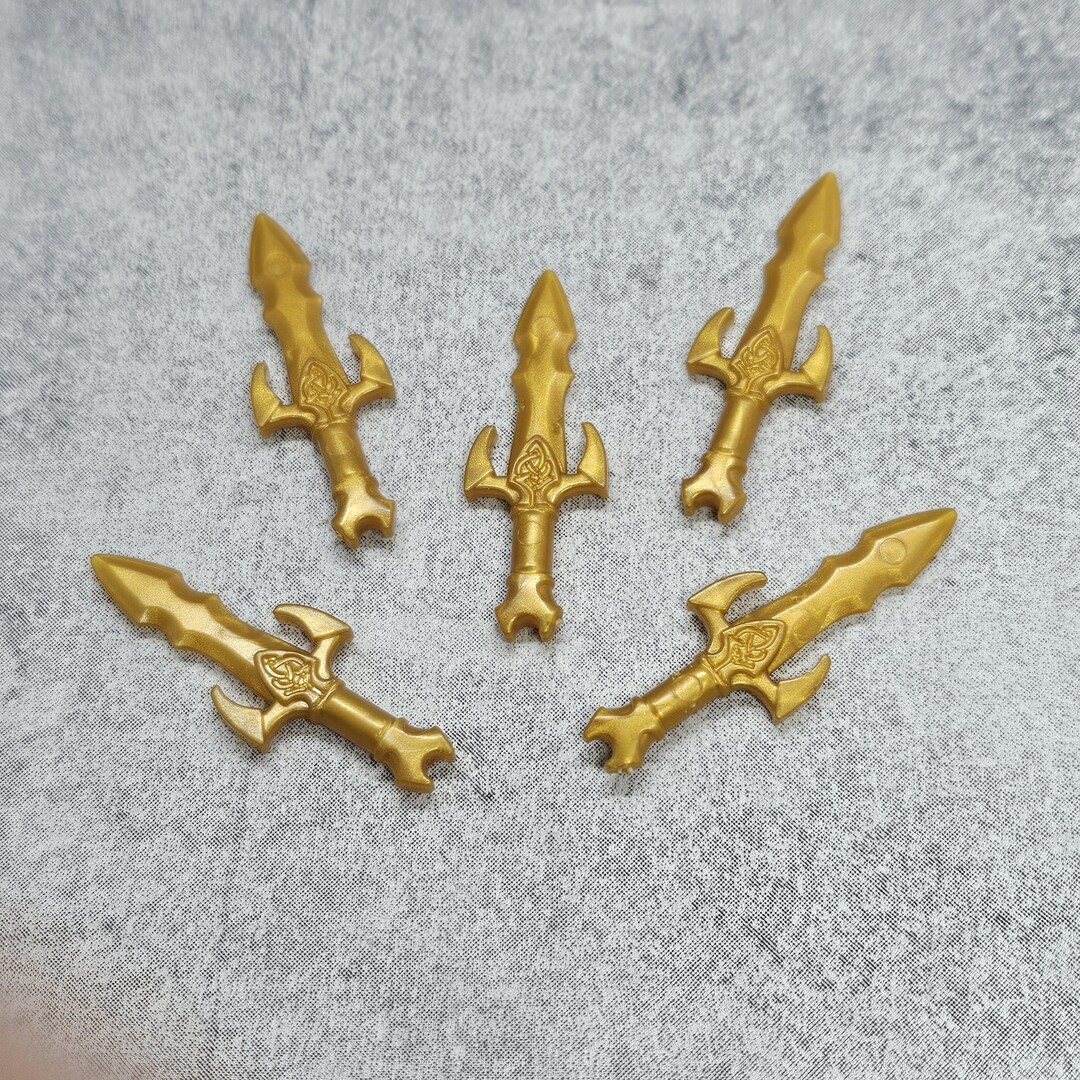 5-pack Fantasy Short Sword Golden Yellow Lot for Lego Minifigures ...