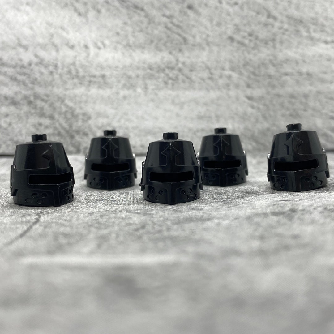 5-pack Custom Knight Helmet Black Lot for Minifigures | E9TK24 | Fits ...