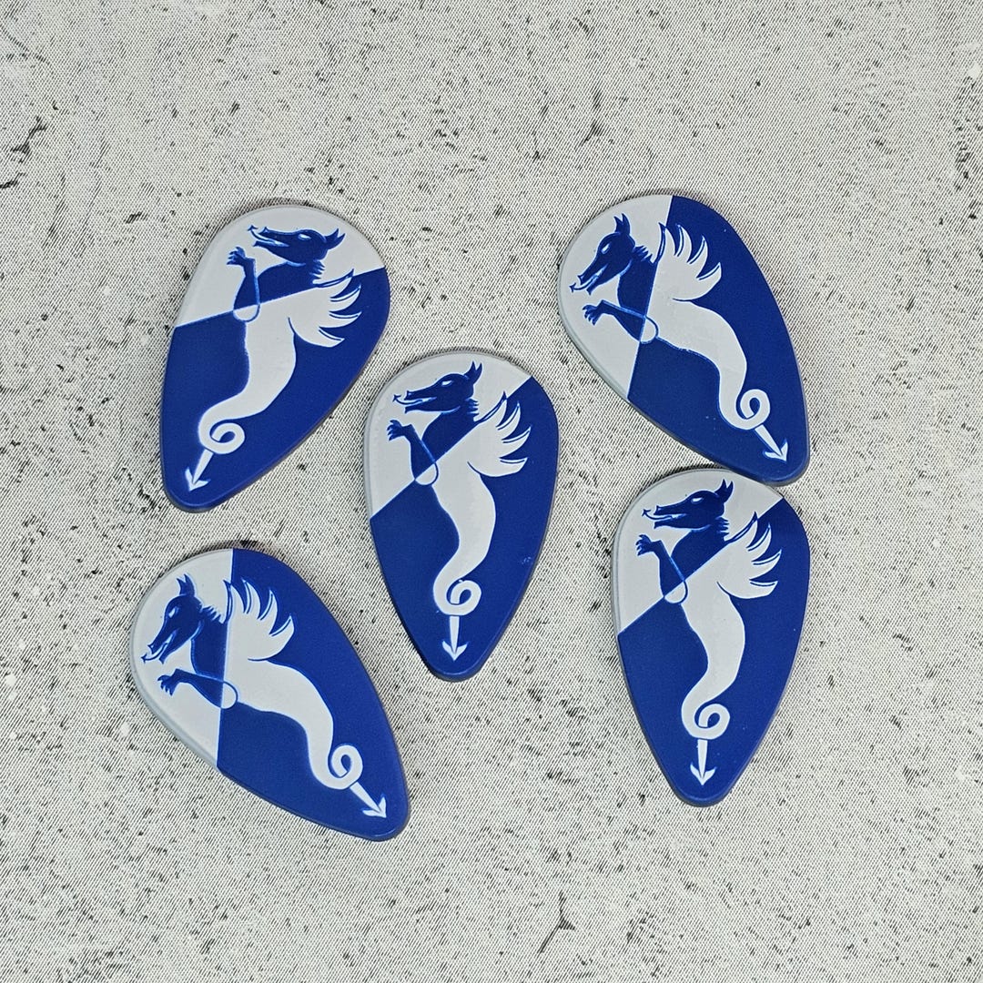 5-pack Custom Blue White Dragon Shield Long Lot for Minifigures ...