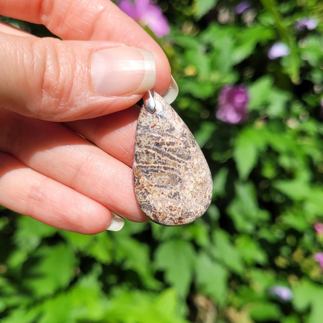 Brown Jasper Pendant snakeskin Natural Stone - Etsy