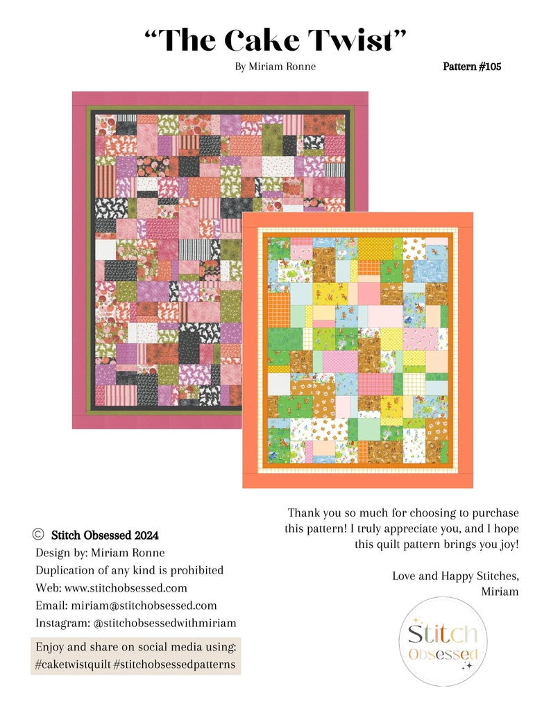 The Cake Twist Quilt Pattern | Layer Cake Friendly Quilt Pattern - Etsy