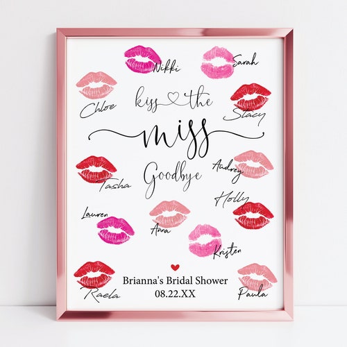 Kiss the Miss Goodbye Sign Printable Bridal Lipstick Kiss - Etsy Canada