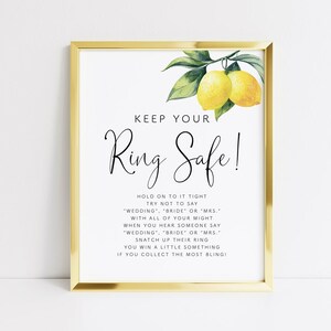 Printable Ring Game Sign for Lemon Bridal Shower Ring Game | Etsy