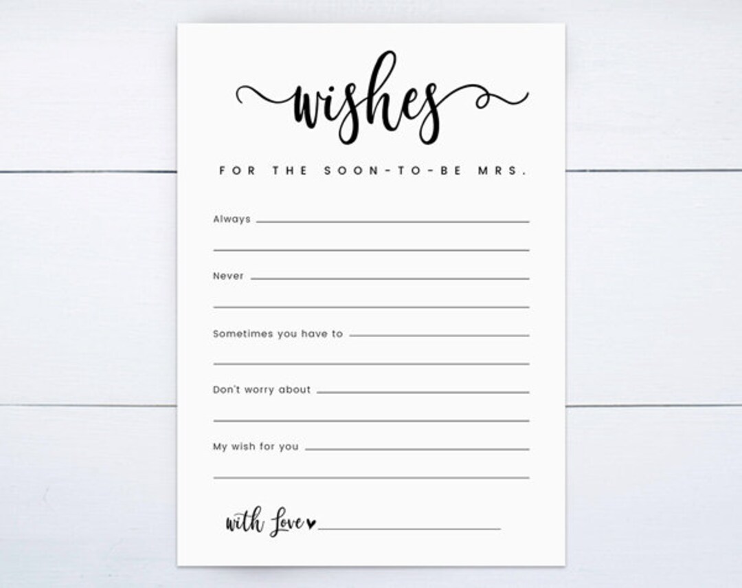 Advice for the Bride Note Cards, Bridal Advice Cards, Bridal Shower ...