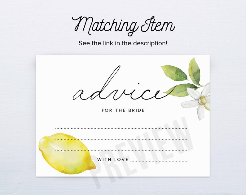 Printable Lemon Bridal Shower Invitation, Lemon, Simple, Yellow, Summer ...