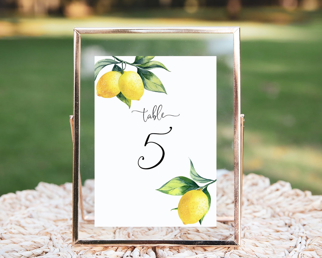 Printable 5"x7" Lemon Table Numbers 1-20, Lemon Table Number Signs, 001 ...