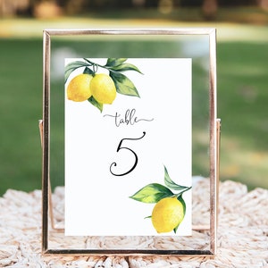 Printable 5"x7" Lemon Table Numbers 1-20, Lemon Table Number Signs, 001 ...