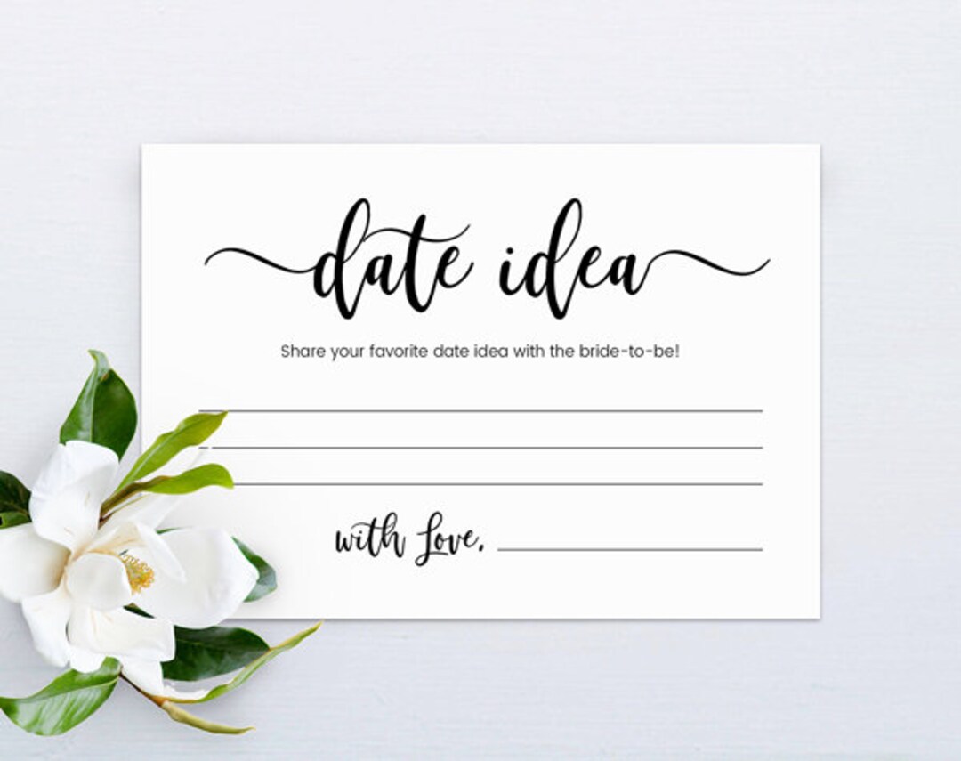 Printable Date Idea Card, Bridal Shower, Instant Download - Etsy