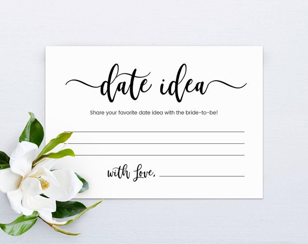 Printable Date Idea Card Bridal Shower Instant Download | Etsy