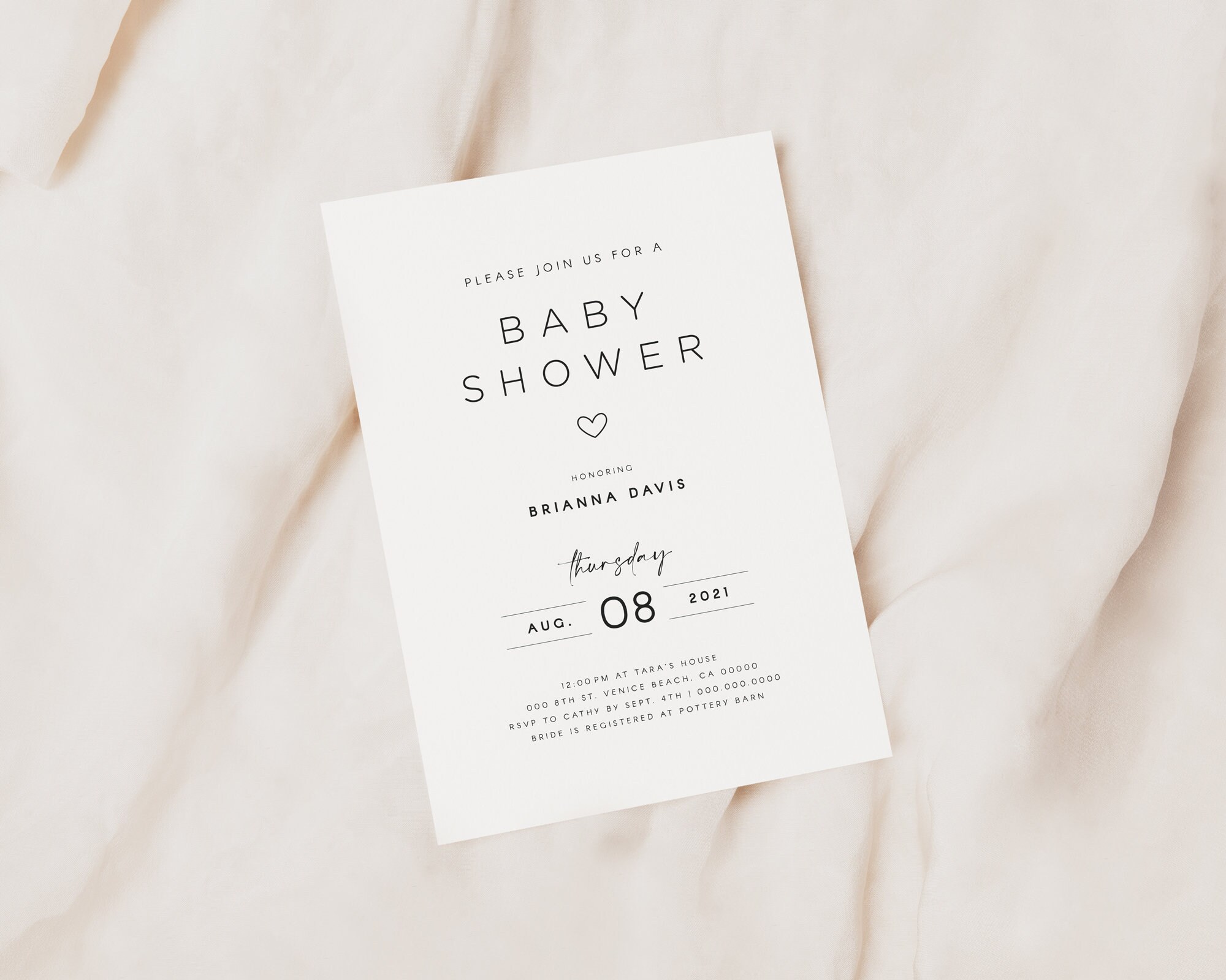 Printable Baby Shower Invitation Simple, Baby Shower Invitation Minimal ...