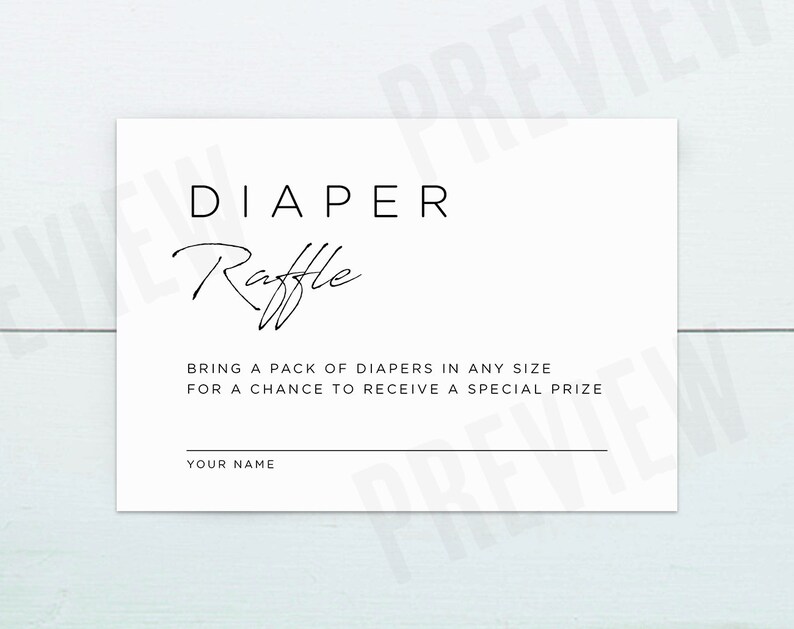 Printable Diaper Raffle Cards | Etsy