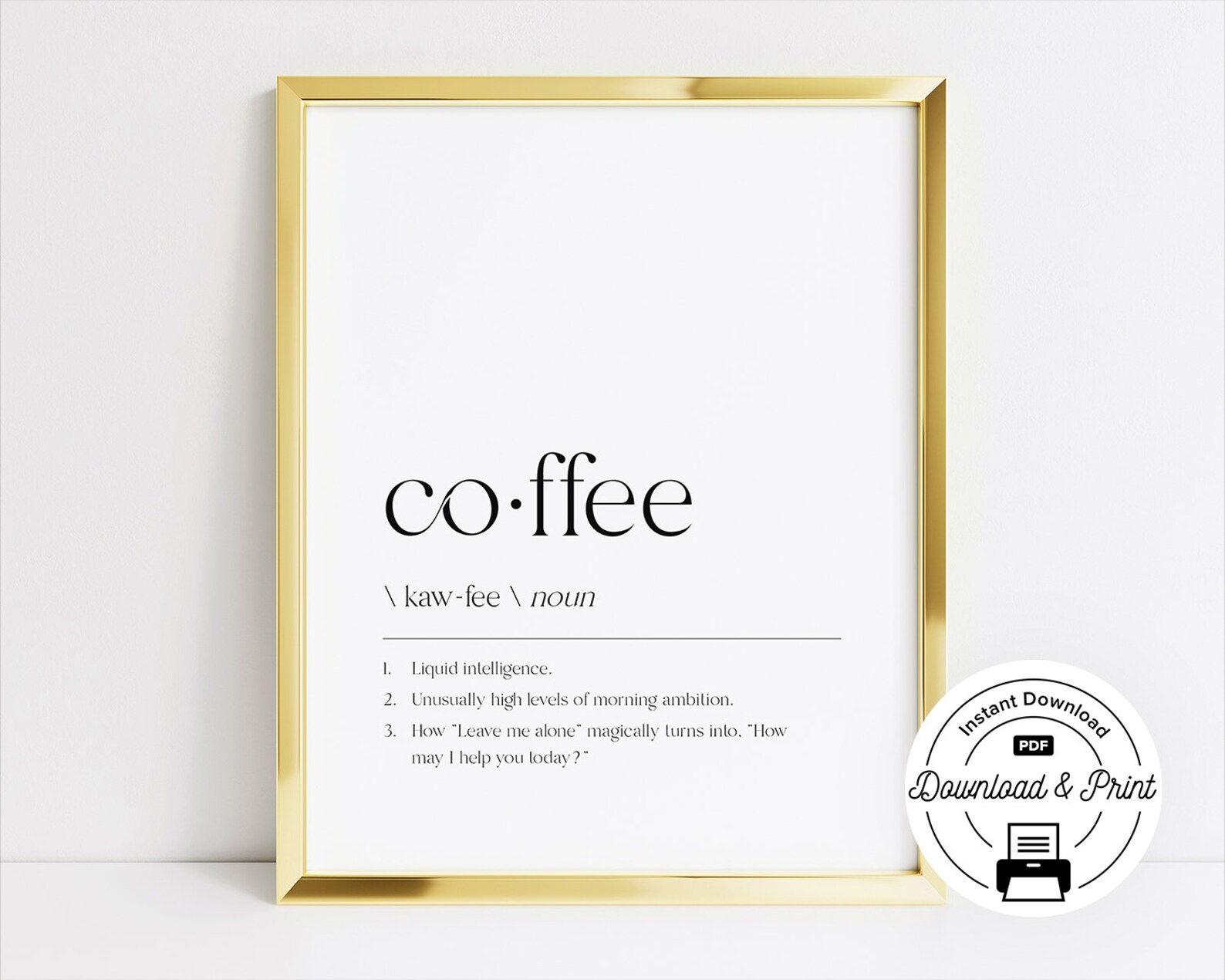 Printable Coffee Definition Funny, Coffee Quote Funny, Funny Kitchen ...