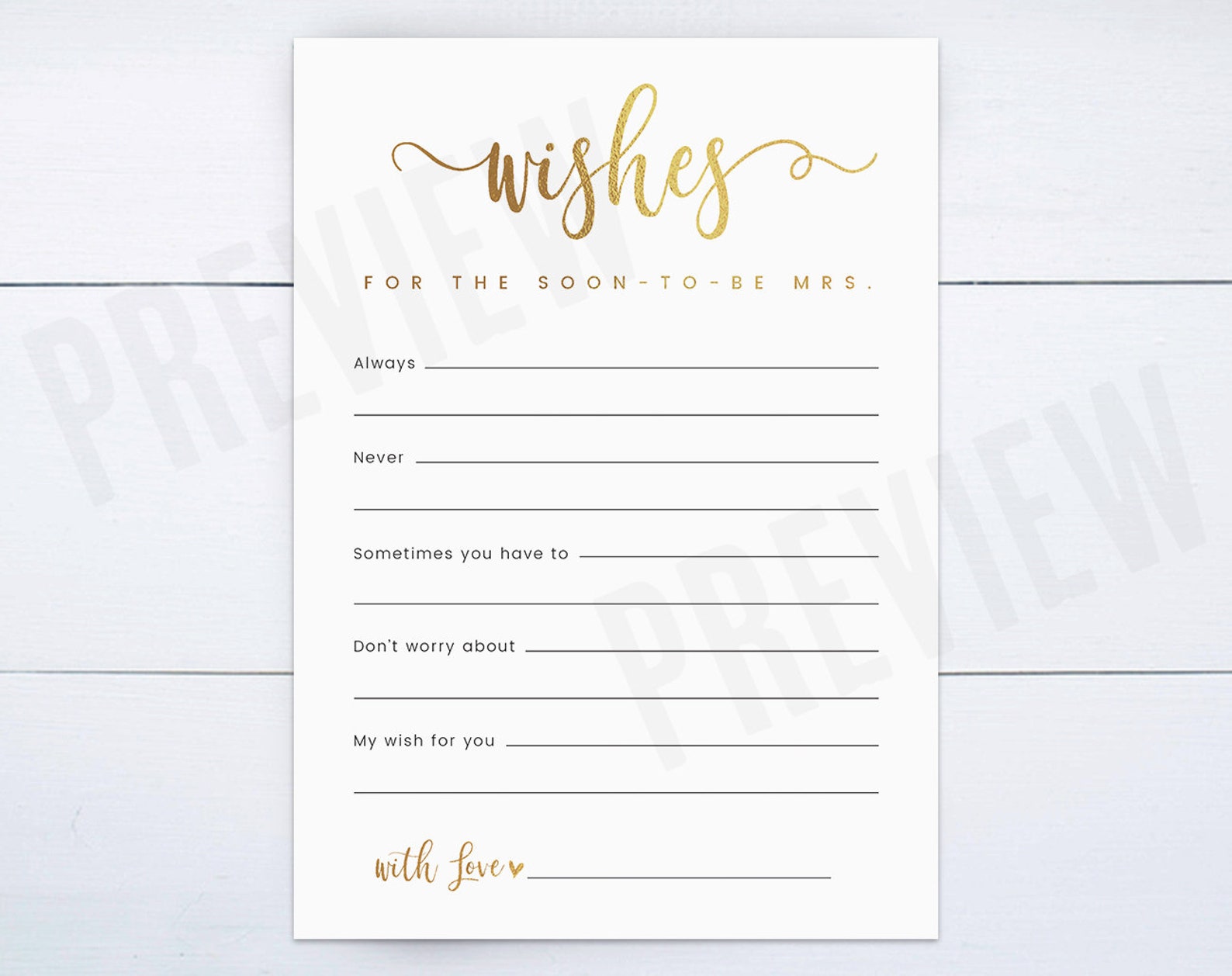 Printable Wishes for the Bride Note Card Advice for the Bride - Etsy