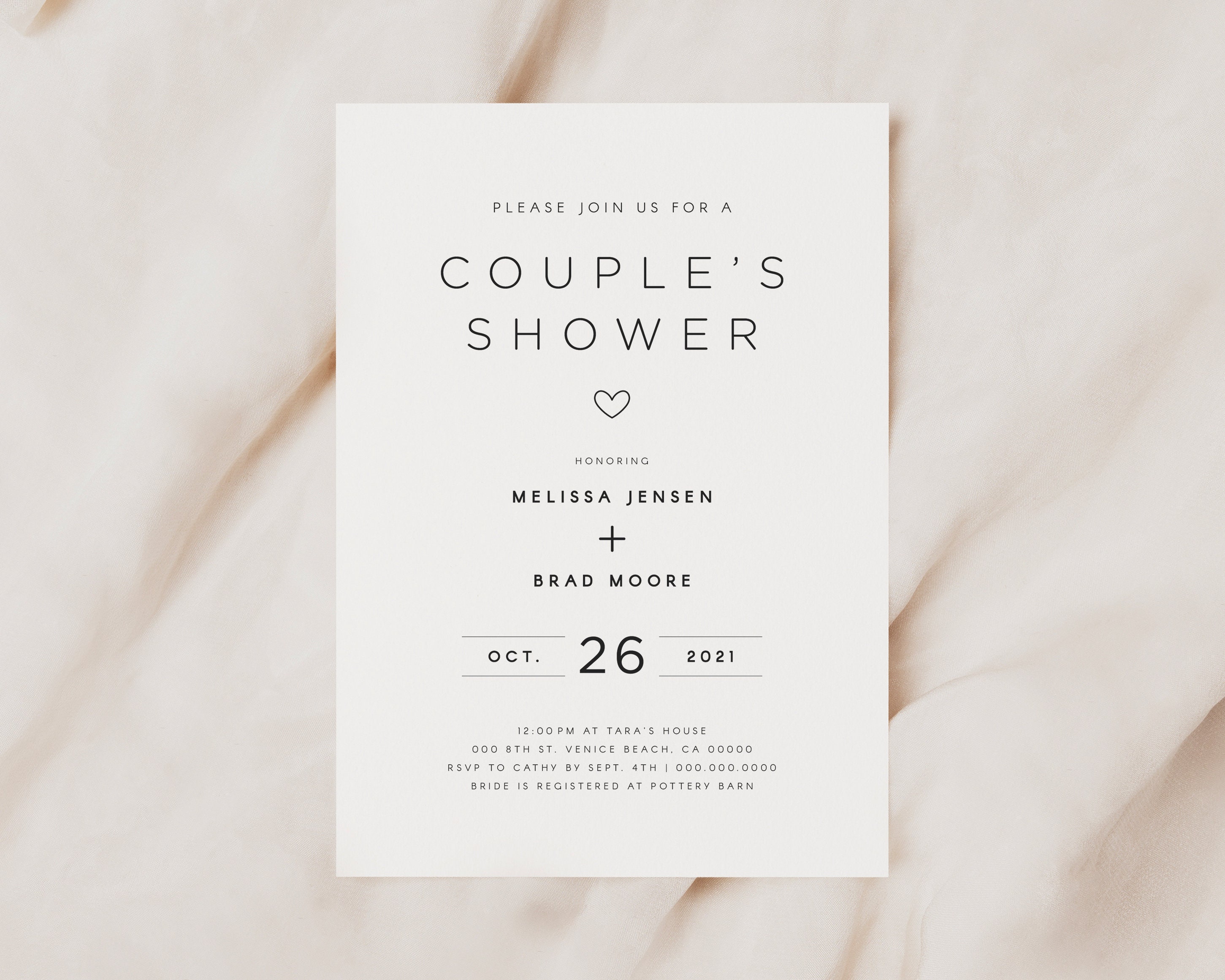 Printable Minimalist Couple's Shower Invitation Simple | Etsy
