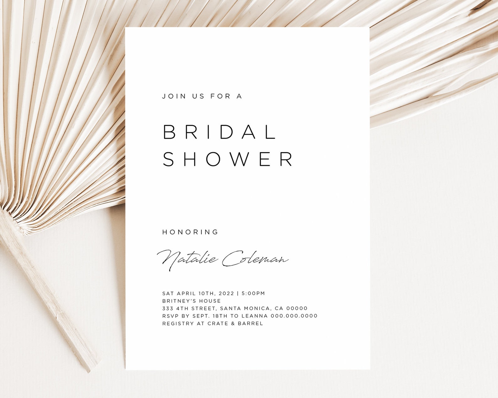 Minimal Bridal Shower Invitation, Bridal Shower Invitation Simple ...