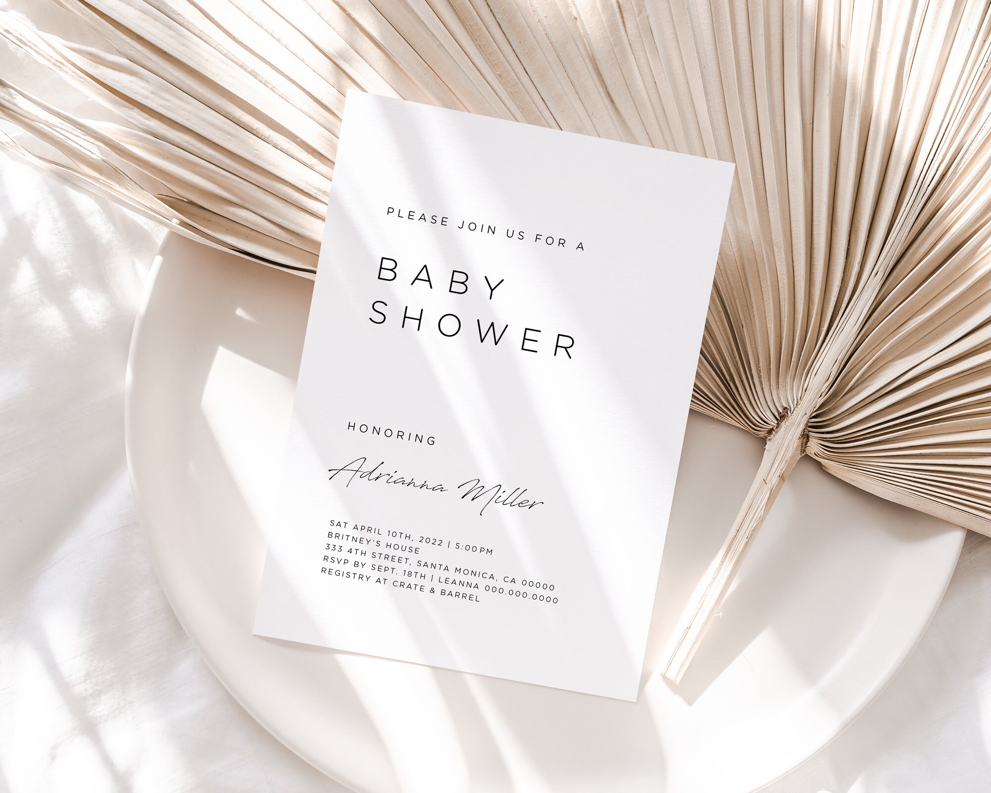 Printable Baby Shower Invitation Simple, Baby Shower Invitation Minimal ...