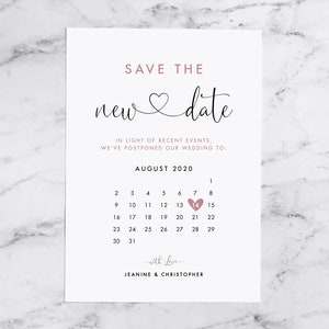 Printable Save the New Date Announcement, New Plan Same Vows, Change ...