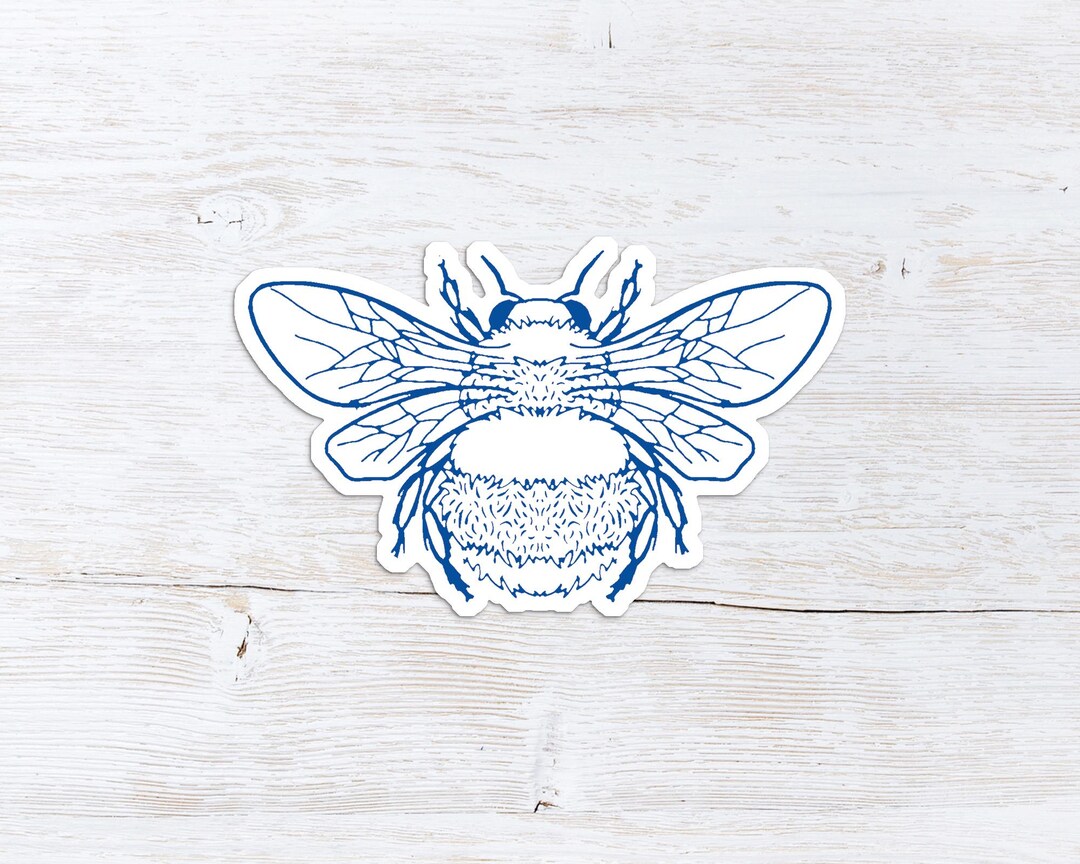 Blue Bumble Bee Line Illustration Sticker - Etsy